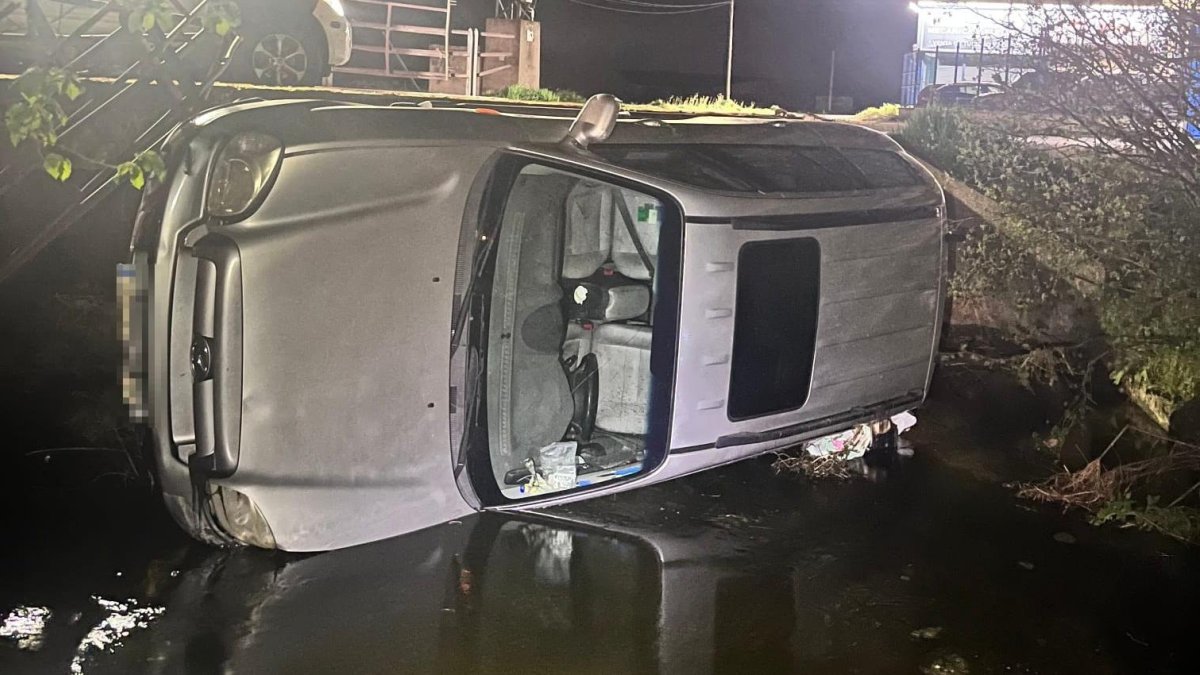 A la fuga un conductor sin carné que volcó tras chocar contra un puente ...